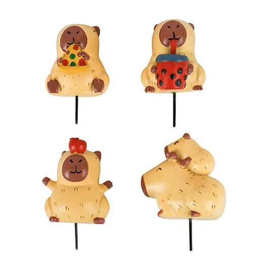 Mini Capybara Plant Pot Markers | Set of 4 Cute Plant Decorations